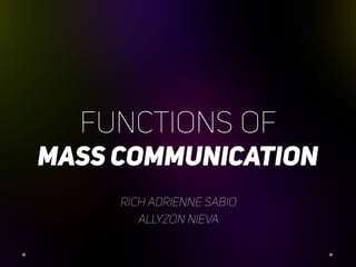 Functions of mass_communication | PDF