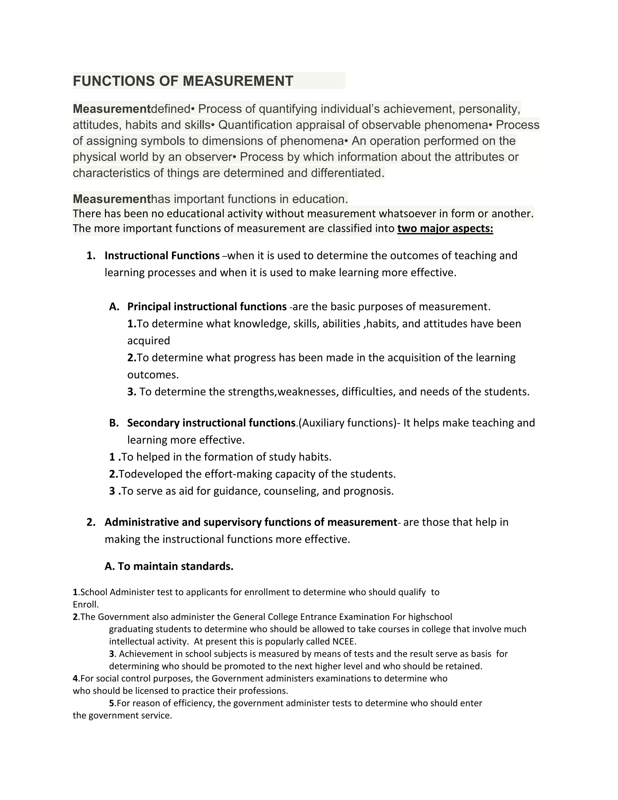 Functions of measurement | DOCX