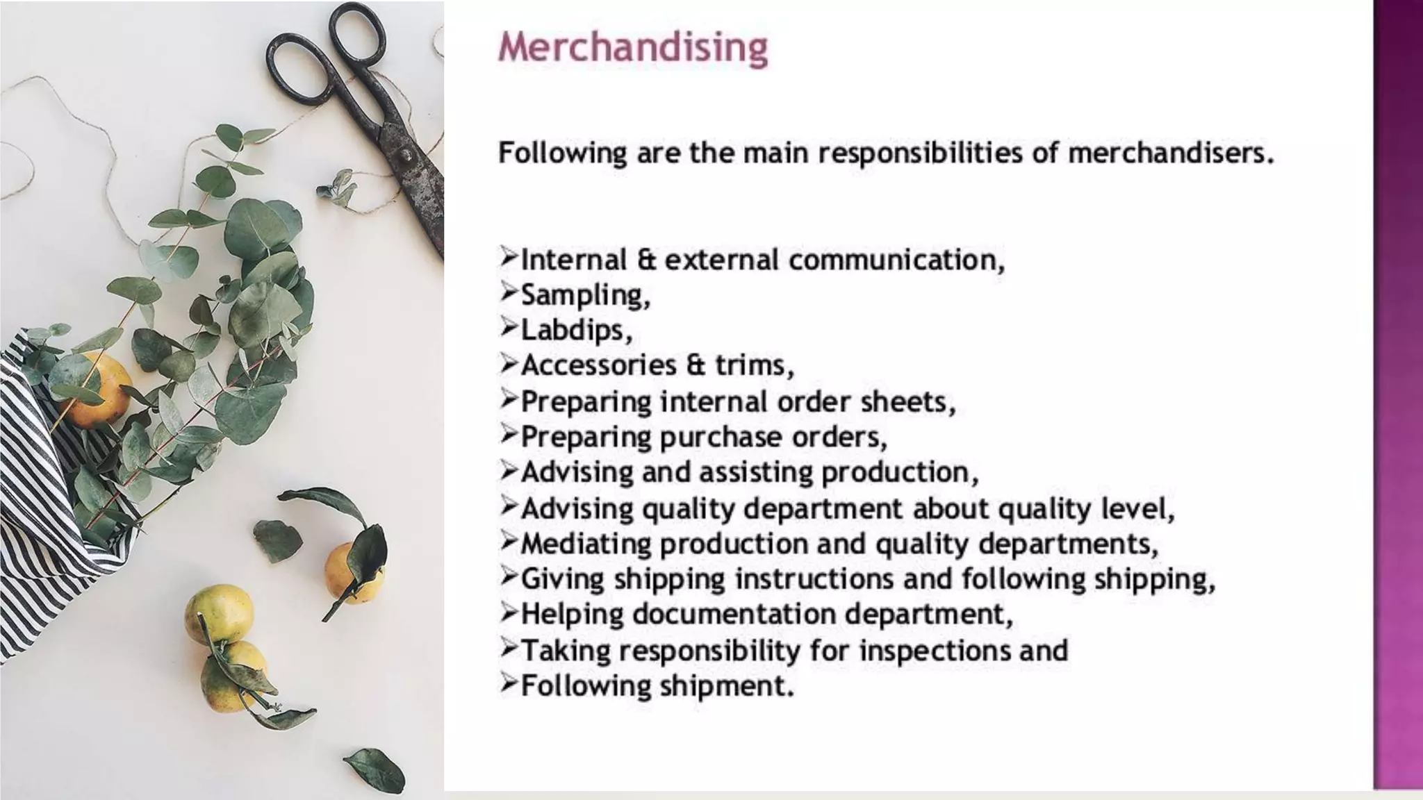 Functions of merchandising in export house | PPT