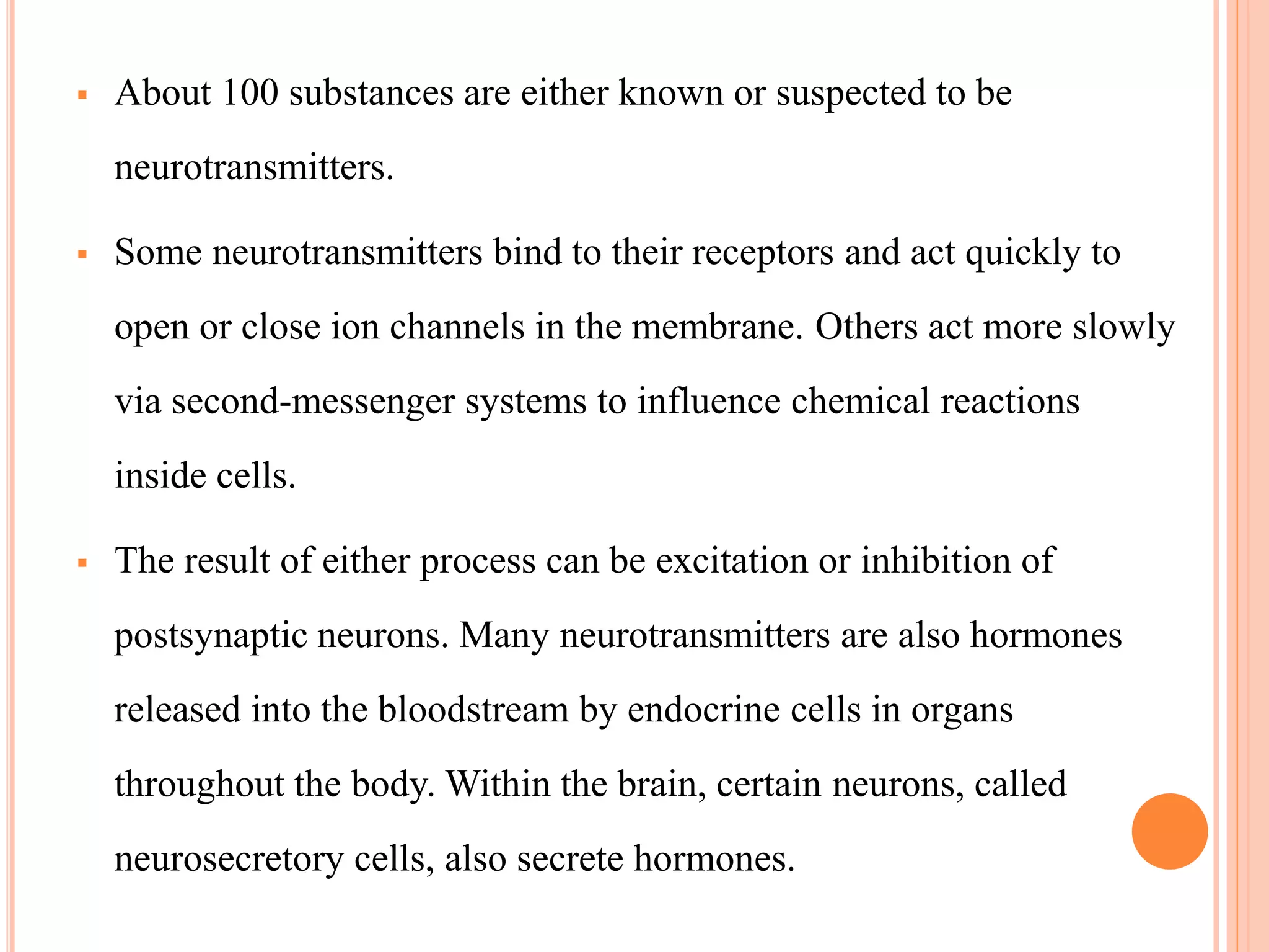 Functions of neurotransmitters and neuropeptides | PPTX