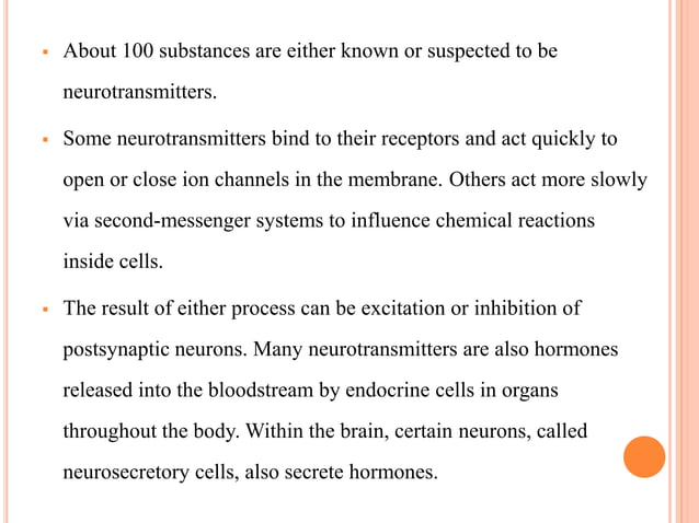 Functions of neurotransmitters and neuropeptides | PPTX