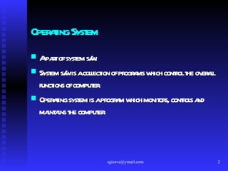 Functions of Operating System | PPT