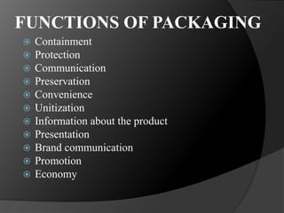 FUNCTIONS OF PACKAGING MATERIALS spt 3rd Unit.pptx
