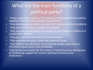 Functions of political parties | PPT