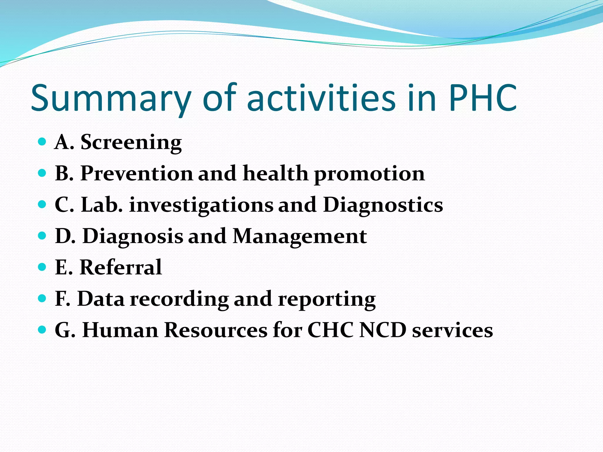Functions of primary health center in ncd care | PPTX