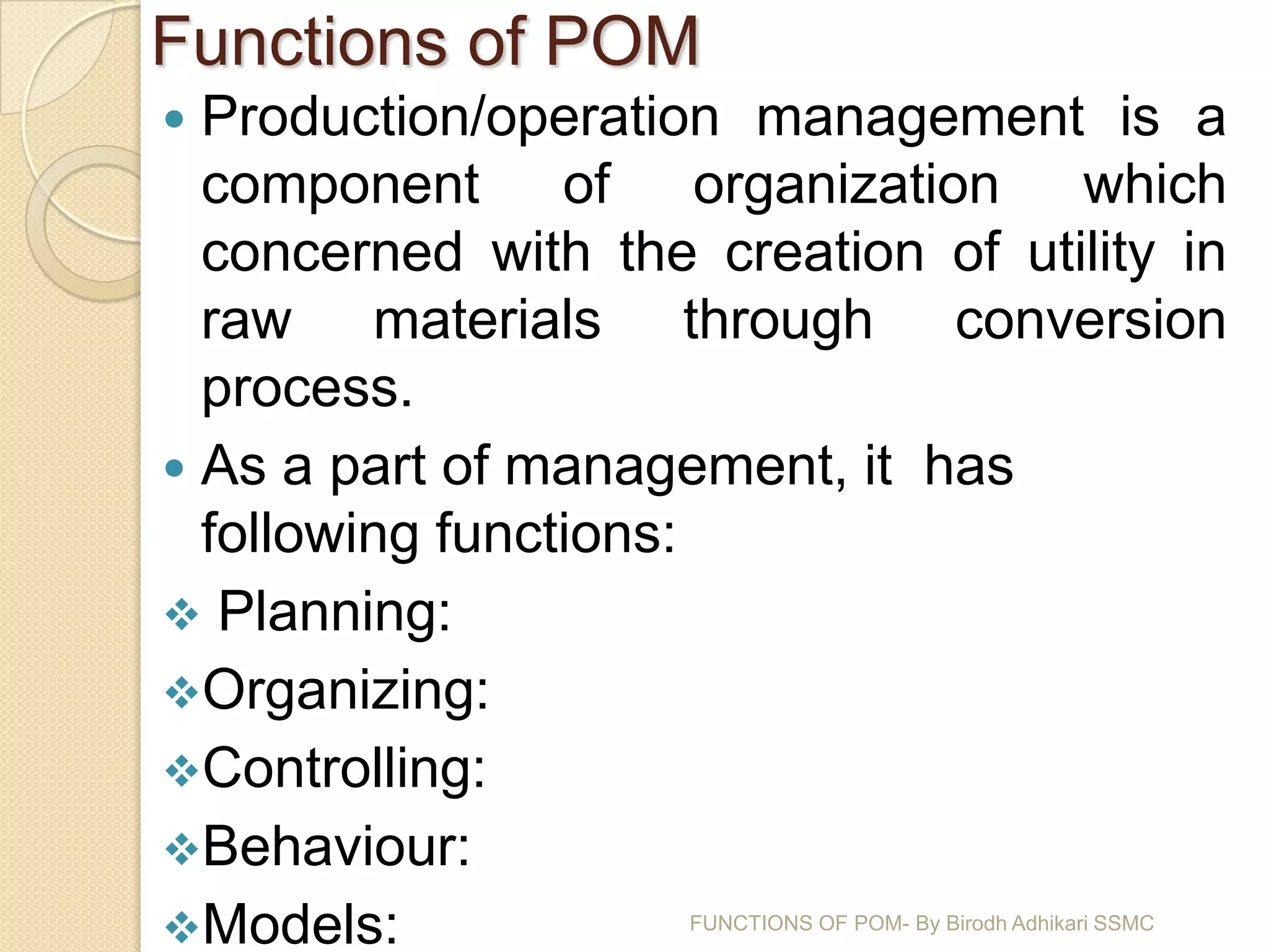 Functions of production operation management | PPTX