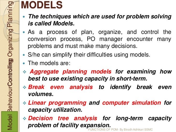 Functions of production operation management