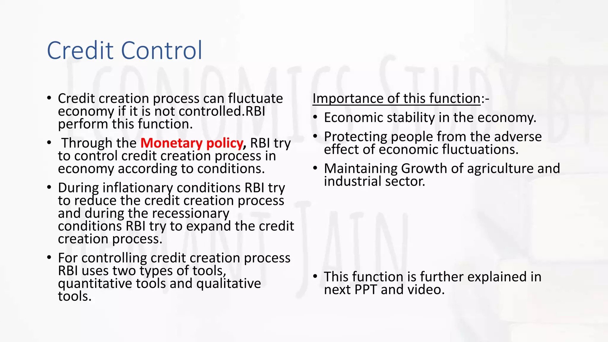 Functions of RBI / Central Bank | PPTX | Currencies | Economy