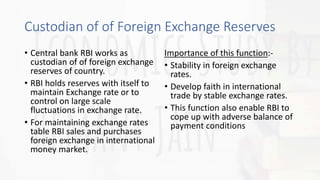 Functions of RBI / Central Bank | PPTX | Currencies | Economy