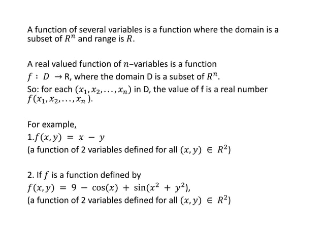 Functions of severable variables | PPT