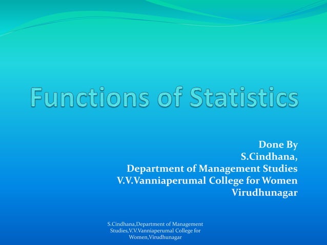 Functions of statistics | PPTX | Science