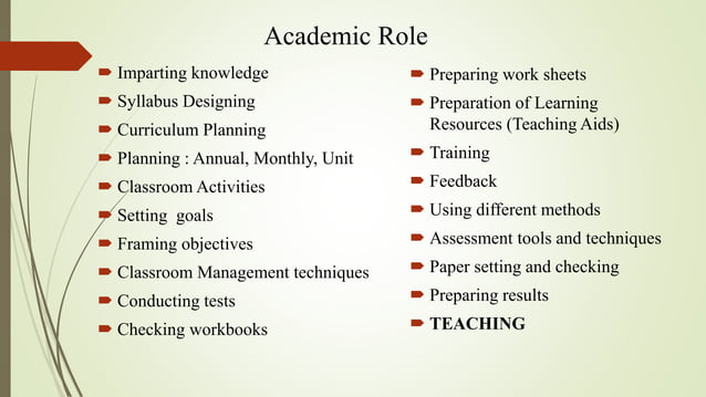 Role, responsibilities and functions of the Teacher | PPTX