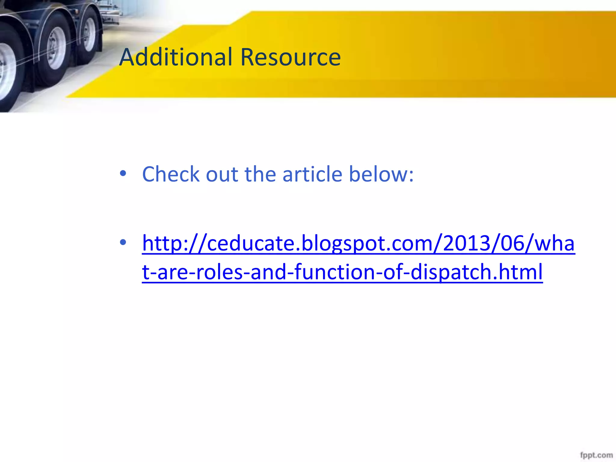 Operations, Despatch and Transport Services | PPTX