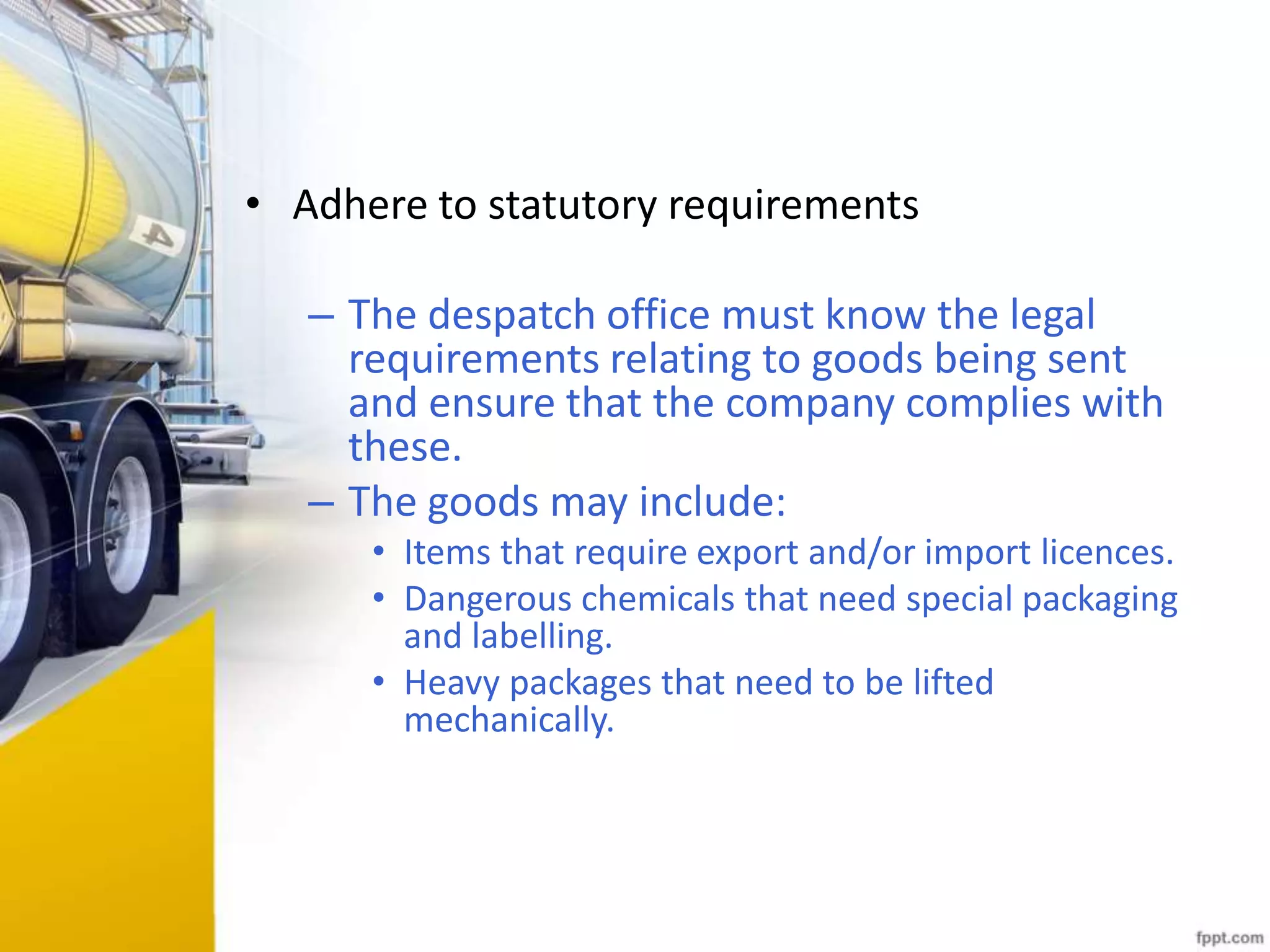 Operations, Despatch and Transport Services | PPTX