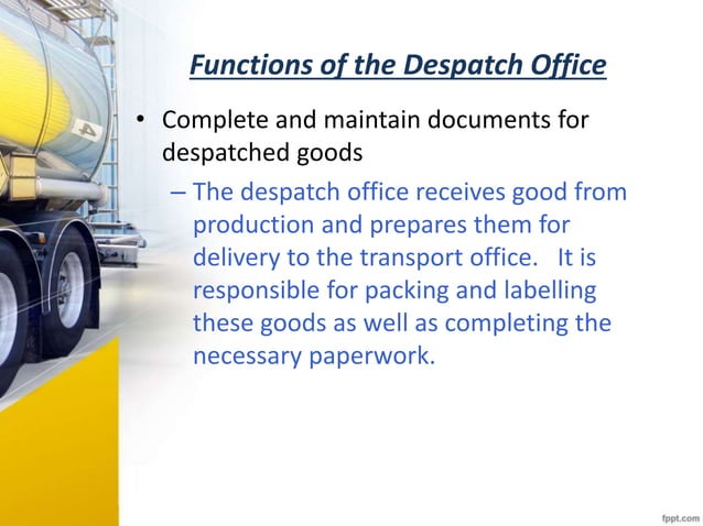 Operations, Despatch and Transport Services | PPTX | Logistics and ...