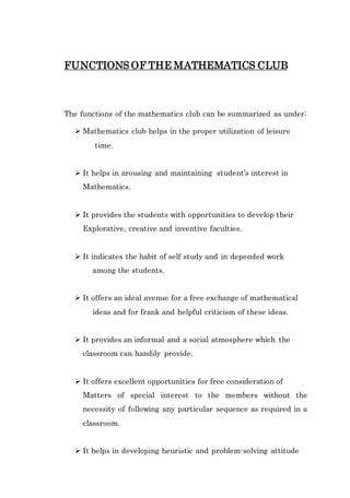 Functions of the mathematics club salina | DOCX