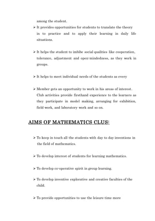 Functions of the mathematics club salina | DOCX
