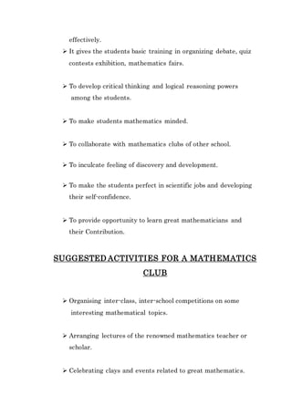 Functions of the mathematics club salina | DOCX