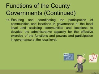 Functions of the national and county governments in kenya | PPTX