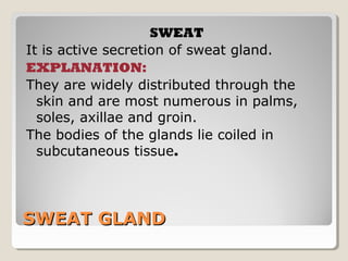 Functions of the skin, hair, glands | PPT