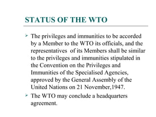 Functions of wto | PPT | Political Issues & policy | Politics
