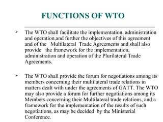 Functions of wto | PPT | Political Issues & policy | Politics