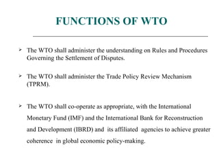 Functions of wto | PPT | Political Issues & policy | Politics