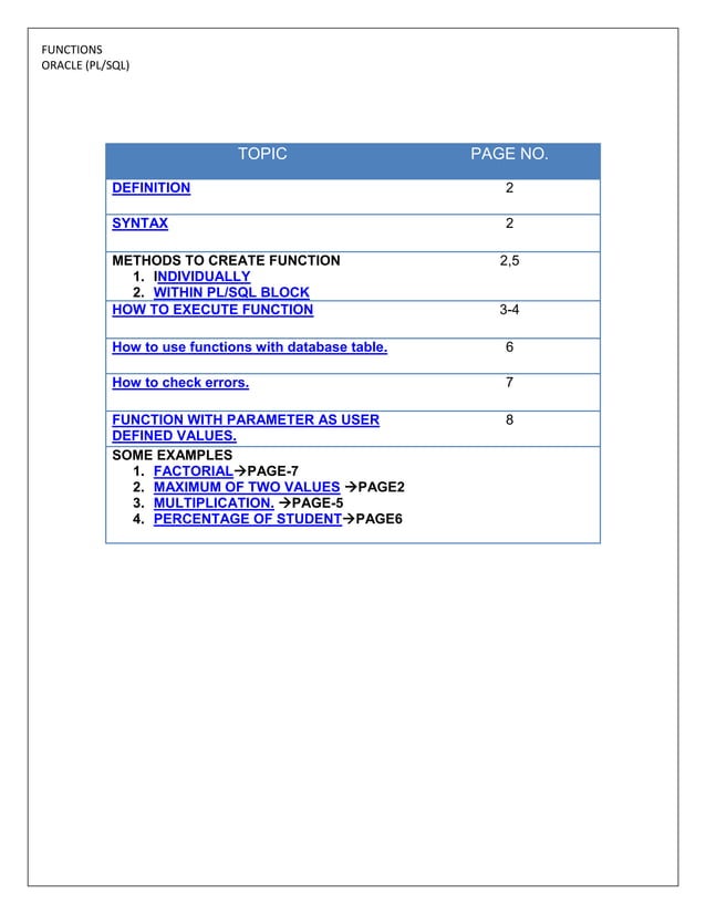 Functions oracle (pl/sql) | PDF