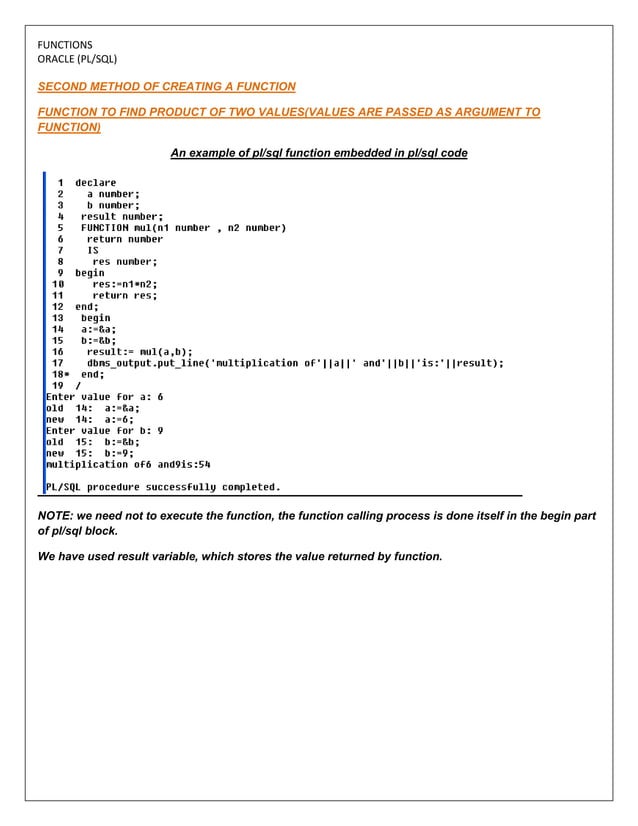 Functions oracle (pl/sql) | PDF