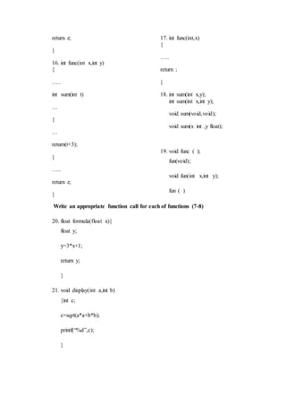 Functions Practice Sheet.docx | Programming Languages | Computing