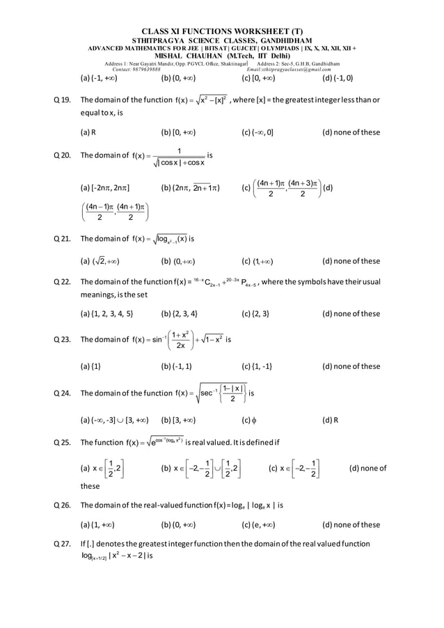 Functions revision worksheet (t) part 1 | PDF