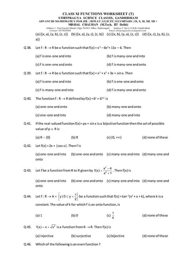 Functions revision worksheet (t) part 1 | PDF