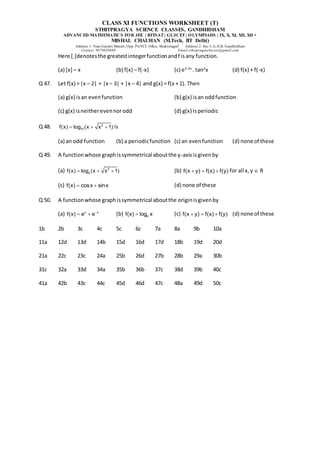 Functions revision worksheet (t) part 1 | PDF
