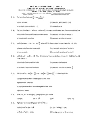 Functions revision worksheet (t) part 2 | DOCX