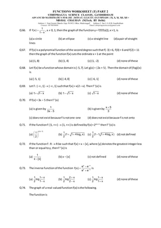 Functions revision worksheet (t) part 2 | DOCX
