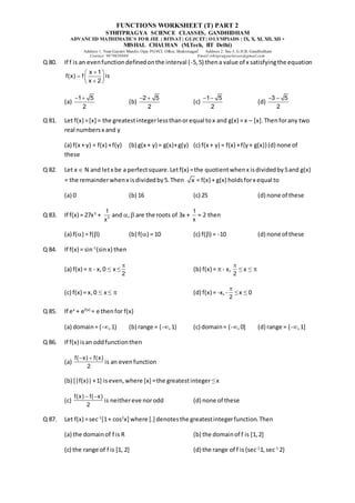 Functions revision worksheet (t) part 2 | DOCX