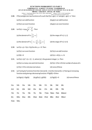 Functions revision worksheet (t) part 2 | DOCX