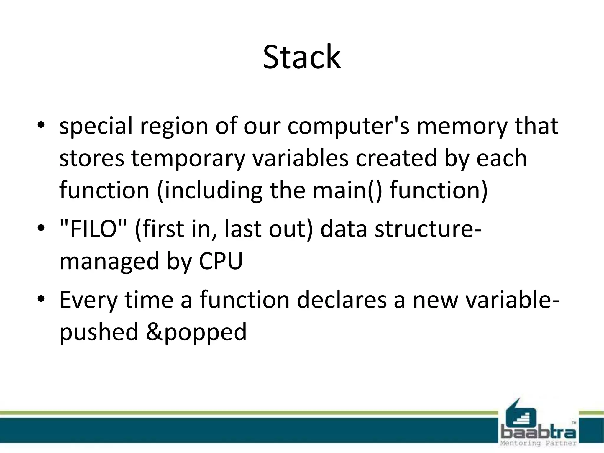 Functions with heap and stack | PPT