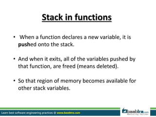 Functions with heap and stack | PPTX