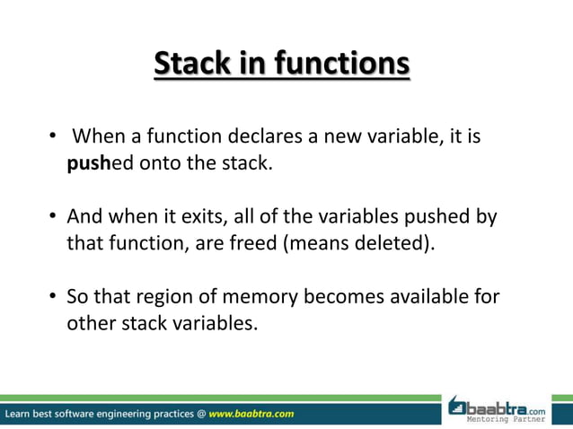Functions with heap and stack | PPT