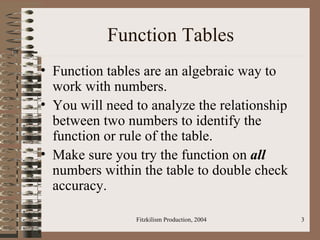 Function tables | PPT