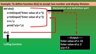USER DEFINE FUNCTIONS IN PYTHON | PPT