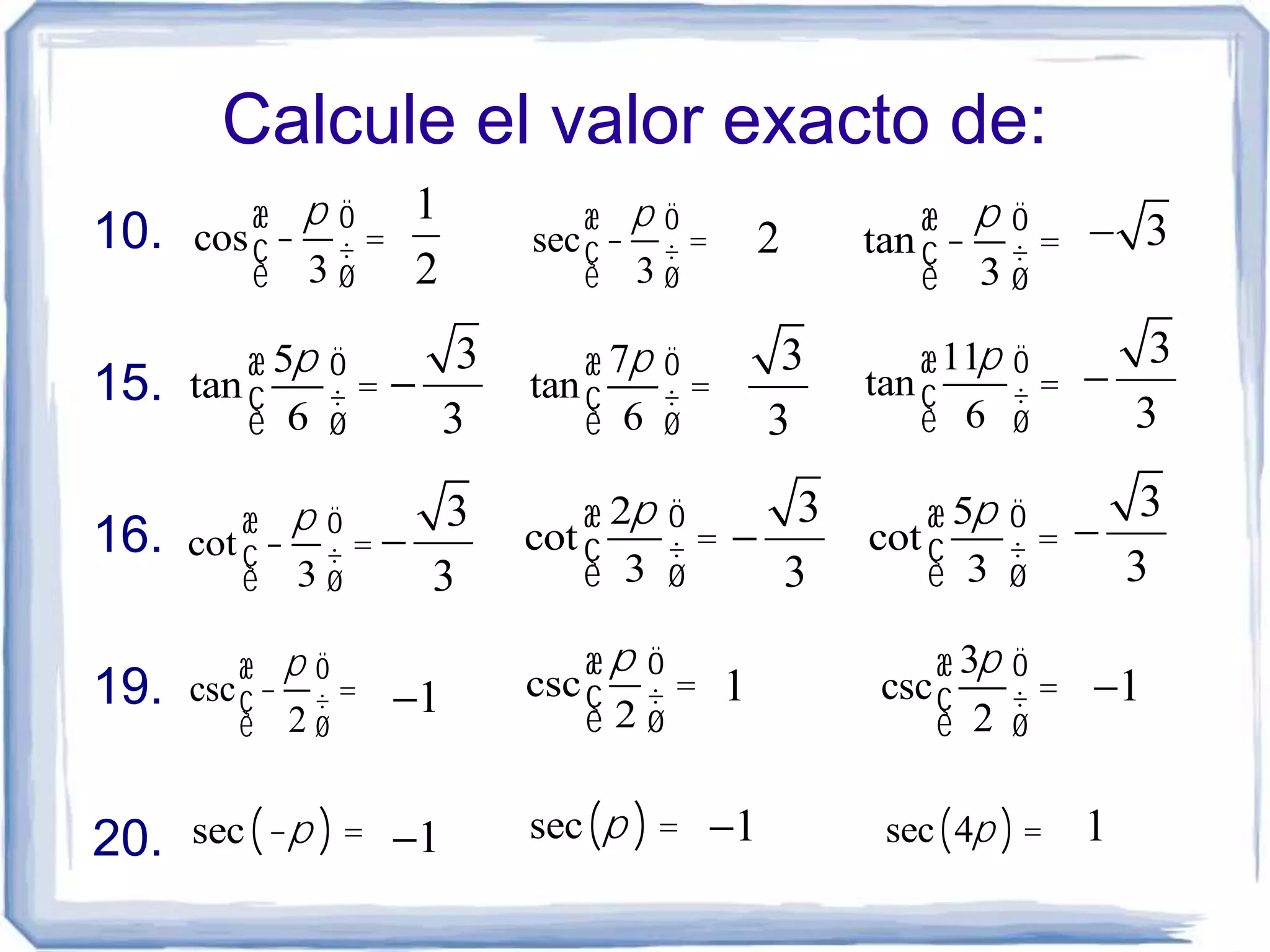 Funciones trigonometricas con num reales | PPT