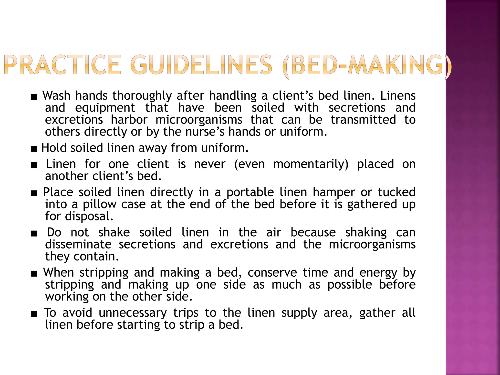 Fundamentals of nursing basic procedures Bed Making.pdf