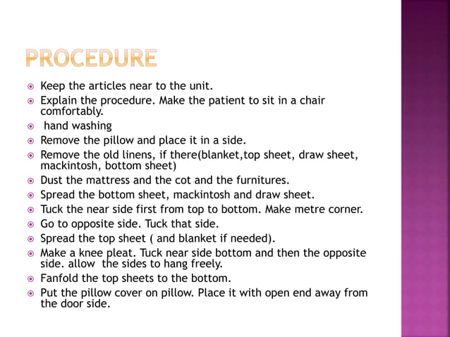 Fundamentals of nursing basic procedures Bed Making.pdf