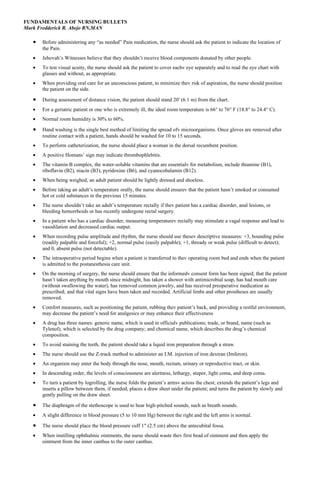 Fundamentals of Nursing Review Bullets | DOC