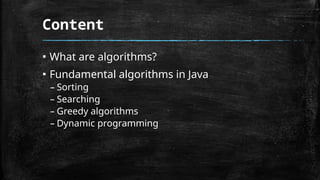 Fundamental Algorithms: Sorting, Searching, Greedy Algorithms in Java.pptx