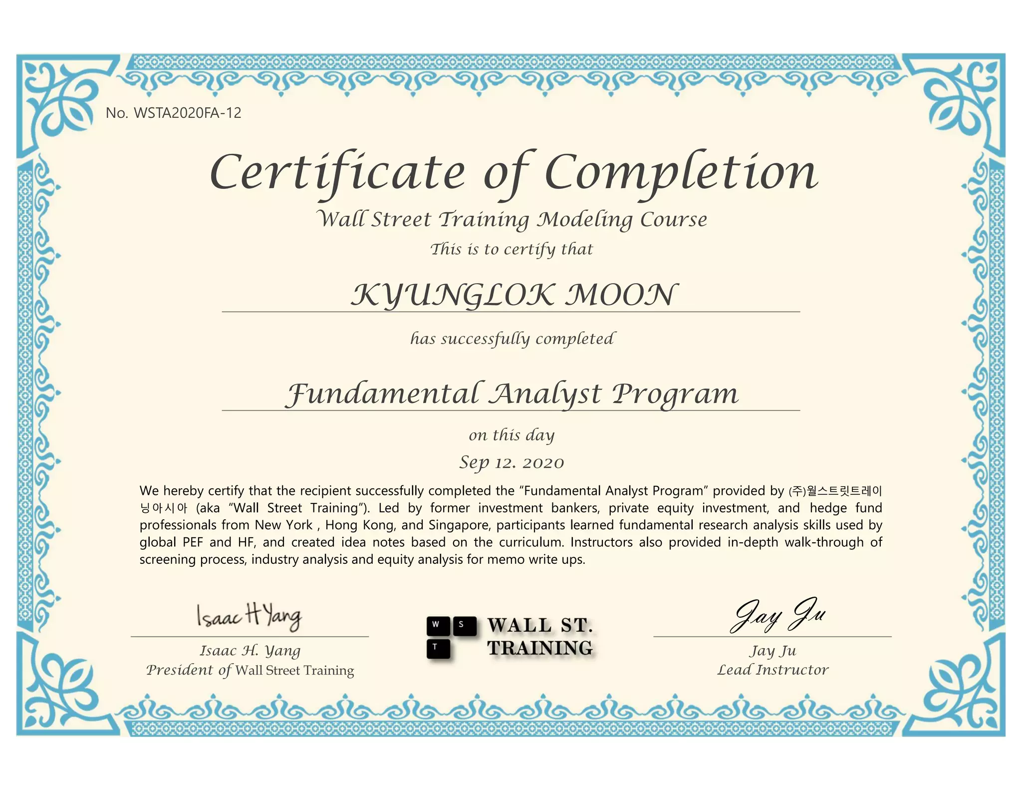Fundamental Analyst Development Program Certificate | PDF