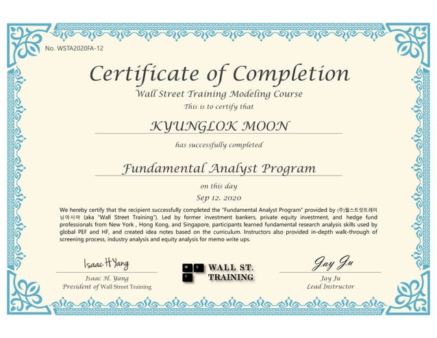 Fundamental Analyst Development Program Certificate | PPT