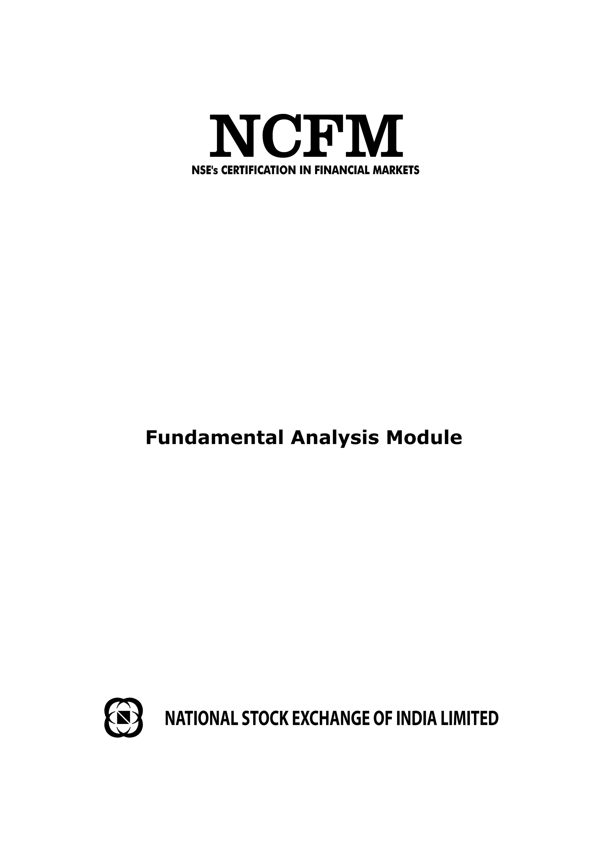 NCFM - Fundamental analysis module (NSE) | PDF